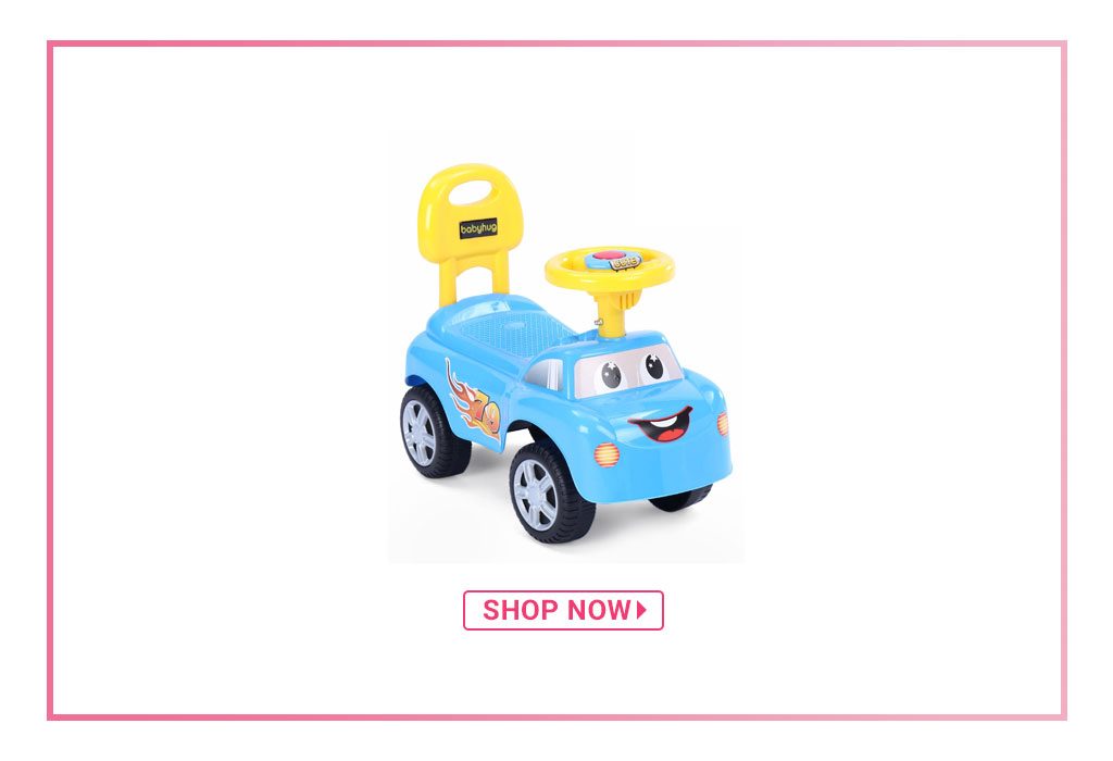 Babyhug Funky Manual Ride-on Car With Steering Wheel