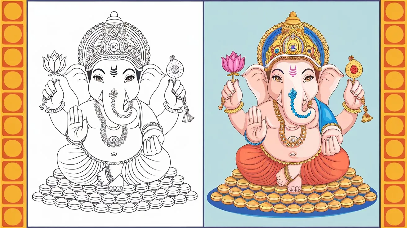 Lord Ganesha Coloring Pages - Free Printable PDF Sheets for Kids
