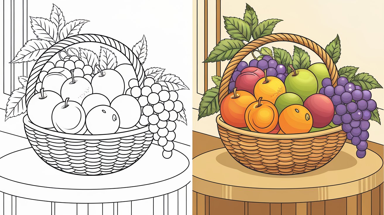 Coloring Pages For Kids Fruit Basket Coloring Pages