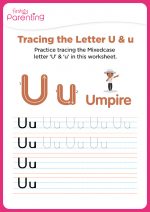 Letter U Tracing Worksheets for Preschoolers and Kids