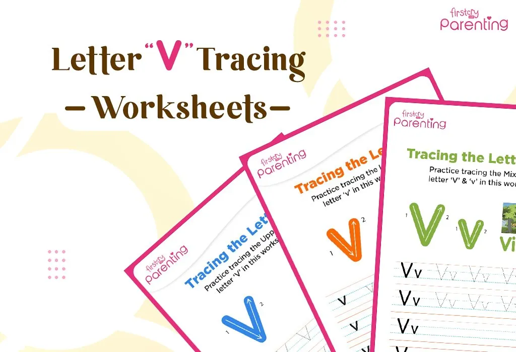 Letter V Tracing Worksheets for Preschoolers and Kids