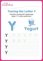 Tracing Letter Y Worksheets for Preschooler and Kids
