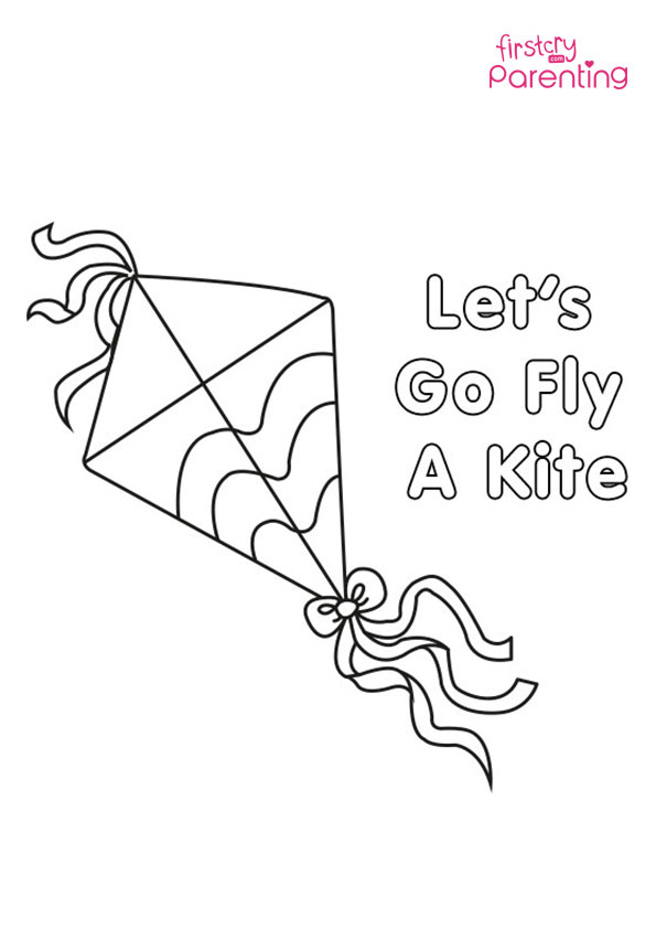 Cute Kite Colouring Page Printable Coloring Page for Kids | FirstCry ...