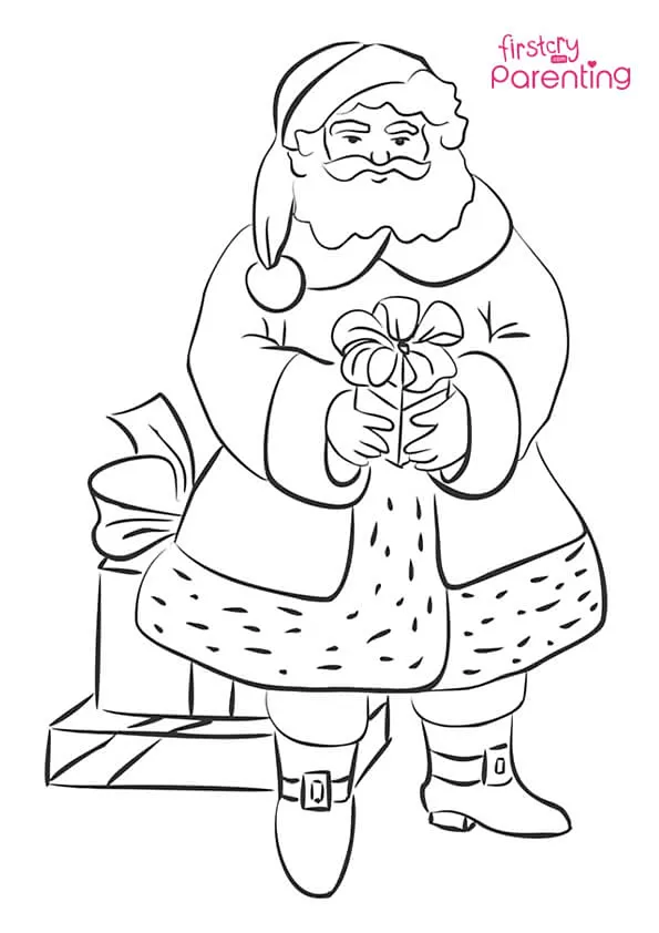 Easy Printable Santa Clause Coloring Pages for Kids
