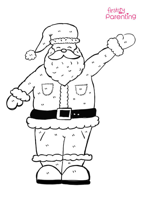 Santa Waving Hand Coloring Page for Kids | FirstCry Parenting